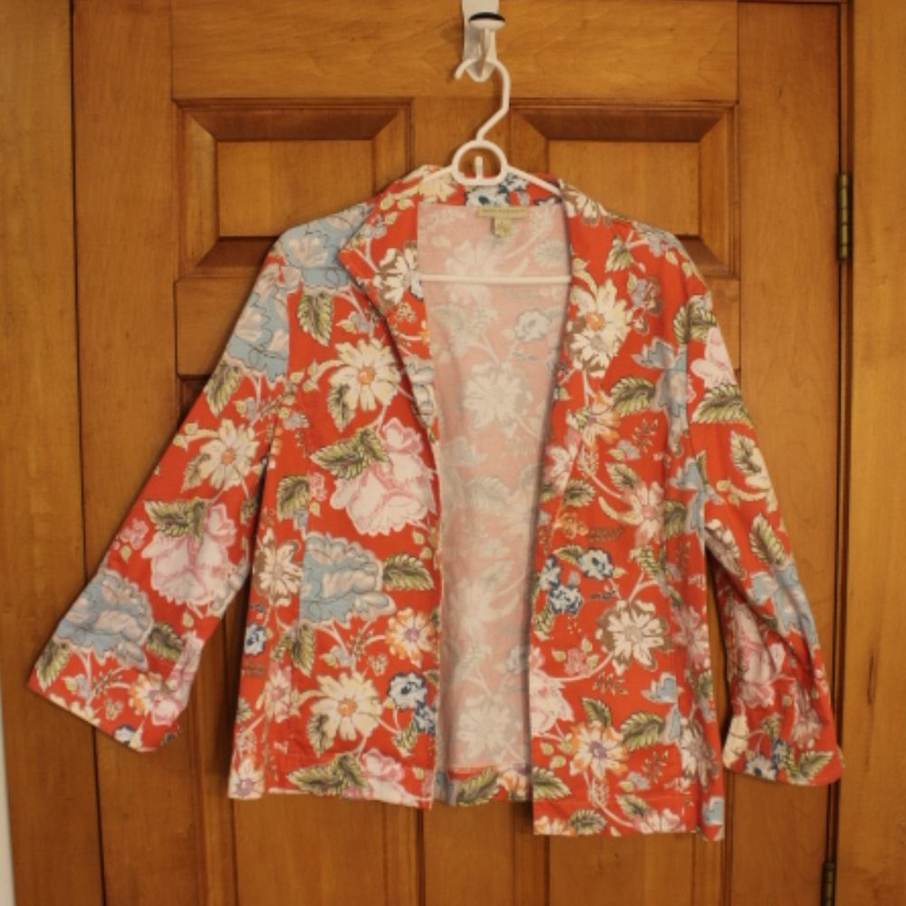 Cotton Floral Jacket By Appleseeds Women's Size L - Gem